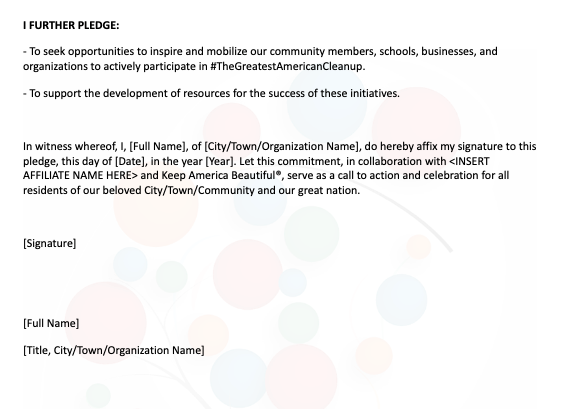The Greatest American Cleanup Pledge