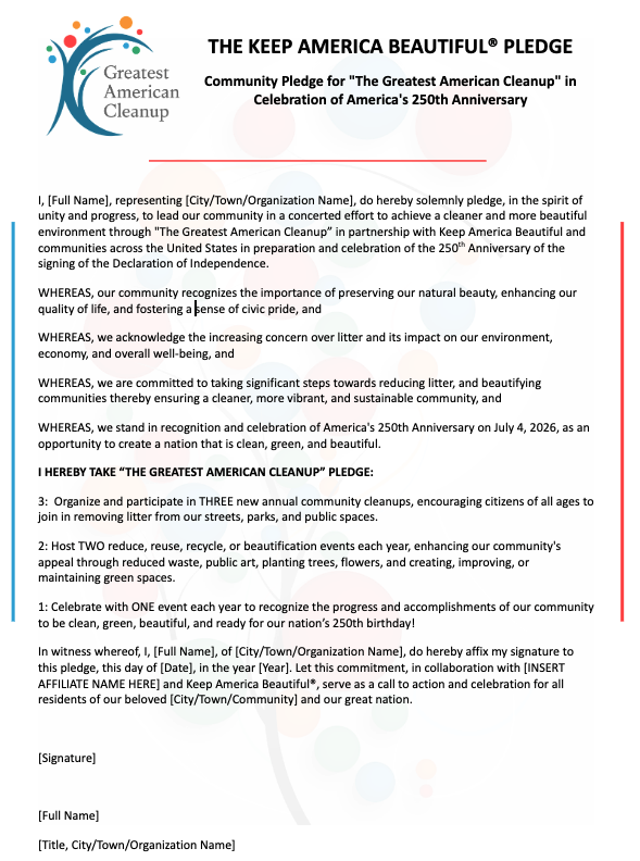 The Greatest American Cleanup Pledge